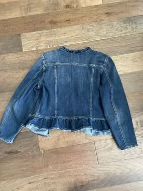 CeCe | Jackets & Coats | Cece Dark Blue Denim Peplum Jacket | Poshmark